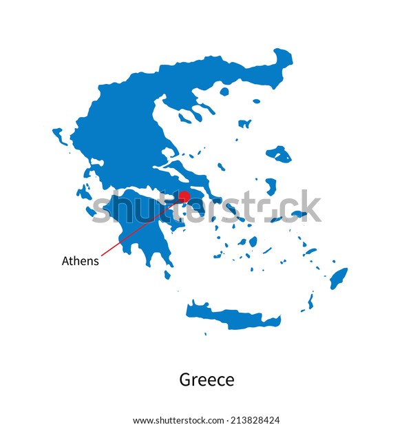 Detailed Vector Map Greece Capital City Stock Vector (Royalty Free ...