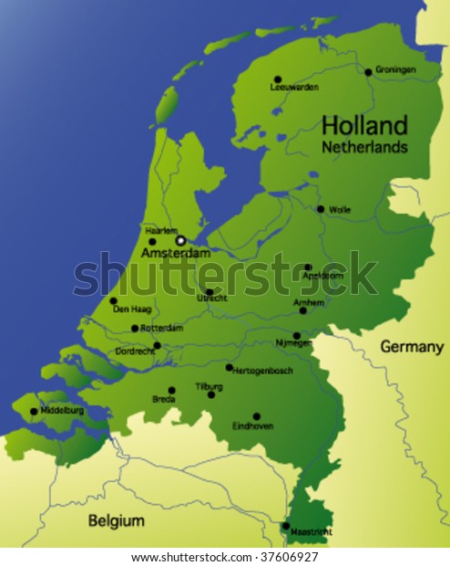 detailed vector map of holland / netherlands