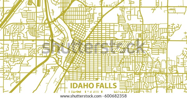 Detailed Vector Map Idaho Falls Gold: vetor stock (livre de direitos ...