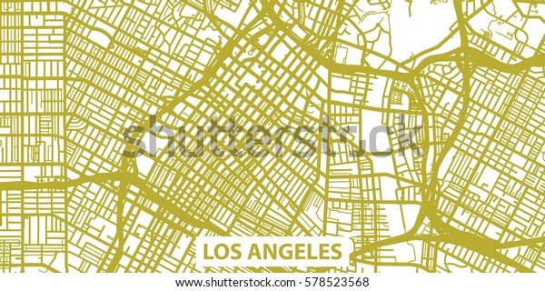 Detailed Vector Map Los Angeles Gold Stock Vector (Royalty Free ...