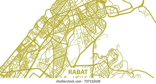 Detailed Vector Map Rabat Gold Title Stock Vector (Royalty Free ...