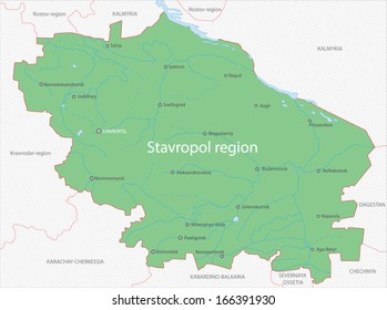 Detailed Vector Map Stavropol Region Russia: เวกเตอร์สต็อก (ปลอดค่า ...