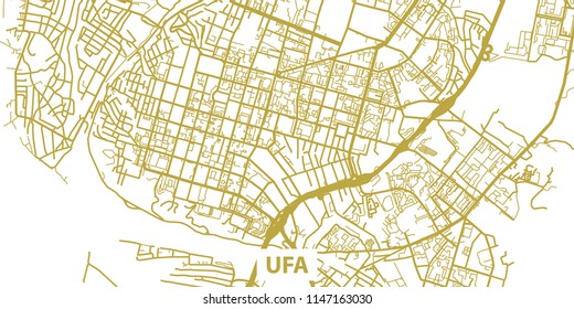 Detailed Vector Map Ufa Gold Title Stock Vector (Royalty Free ...