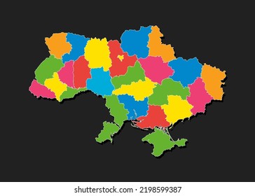 Detailed Vector Map Ukraine Divided On Stock Vector (Royalty Free ...