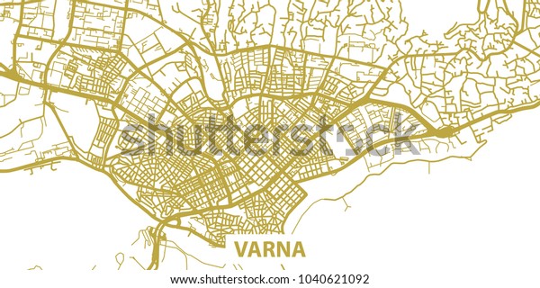 Detailed Vector Map Varna Gold Title Stock Vector (Royalty Free ...
