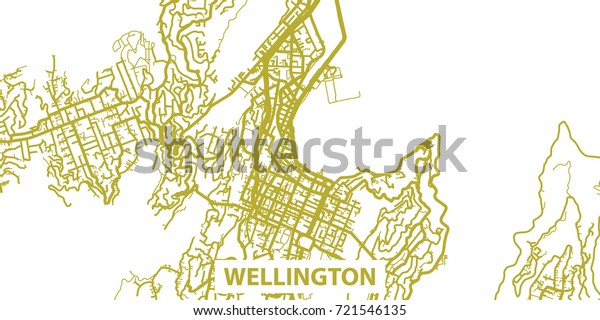 Detailed Vector Map Wellington Gold Title Stock Vector (Royalty Free ...