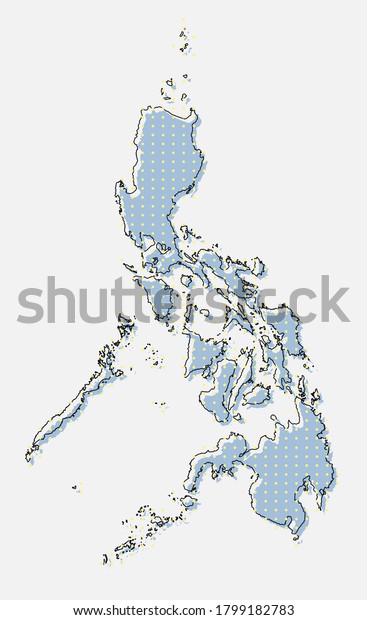 Detailed Vector Philippines Country Outline Border: เวกเตอร์สต็อก (ปลอด ...