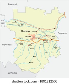 Detailed Vector Road Map Chechen Republic Stock Vector (Royalty Free ...