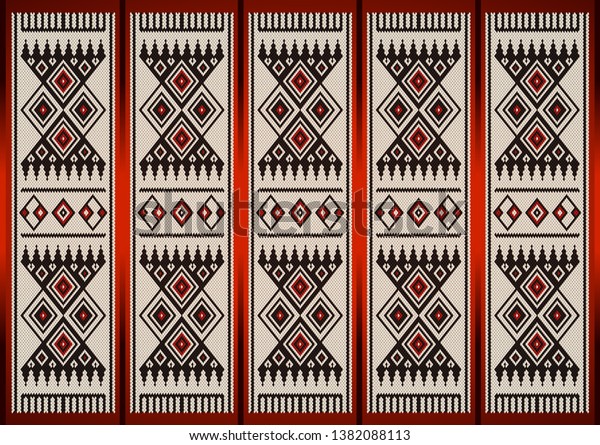 Detailed Vintage Red Black Theme Sadu Stock Vector (Royalty Free ...