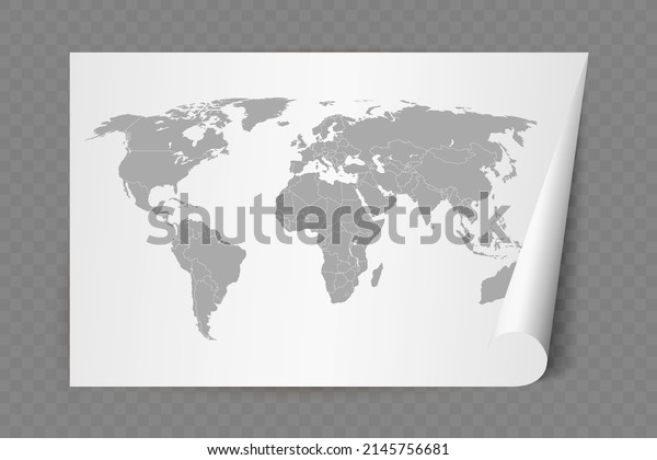 Detailed World Map Borders States On: เวกเตอร์สต็อก (ปลอดค่าลิขสิทธิ์ ...
