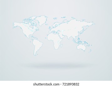 Detailed World Map Isolated On White Stock Vector (Royalty Free ...