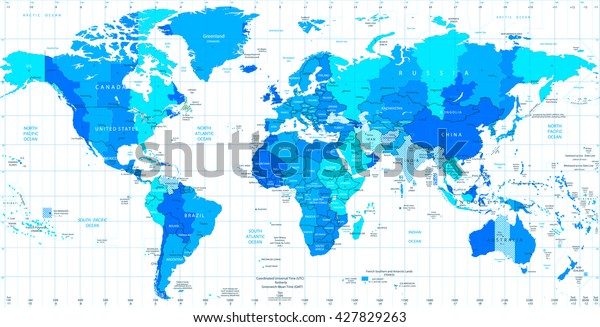Detailed World Map Standard Time Zones Stock Vector (Royalty Free ...