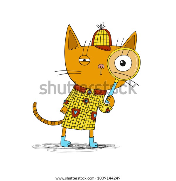 Vector de stock (libre de regalías) sobre Detective gato con abrigo ...