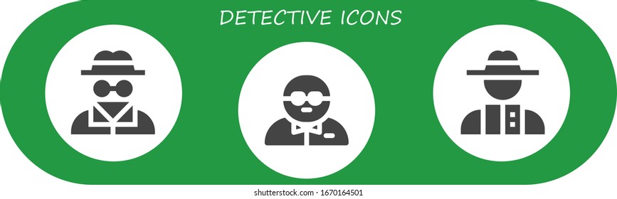 Detective Icon Set 3 Filled Detective Stock Vector (Royalty Free ...