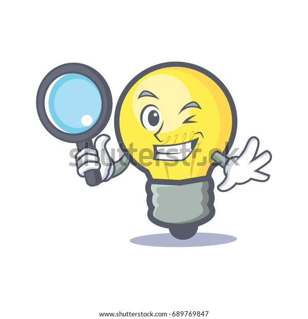 Detective Light Bulb Character Cartoon Stock Vector (Royalty Free ...
