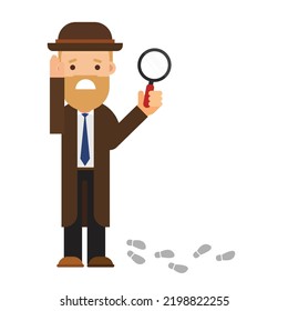 Detective Man On Investigation On White Stock Vector (Royalty Free ...