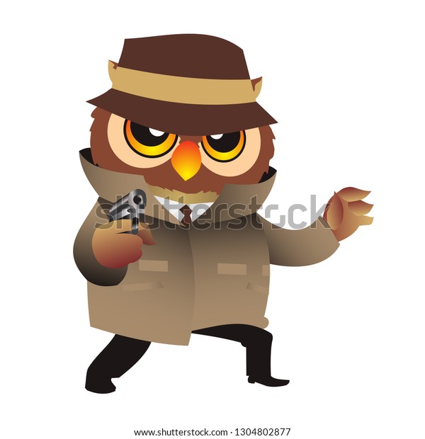 Detective Owl Aim Gun Vector Illustration Stock Vector (Royalty Free ...