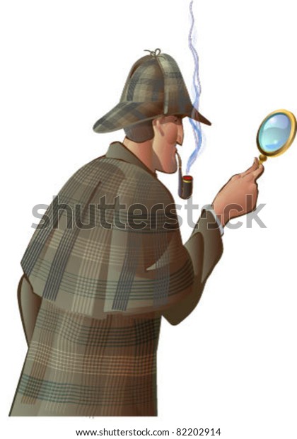 Detective Sherlock Holmes Magnifying Glass Stock Vector (Royalty Free ...