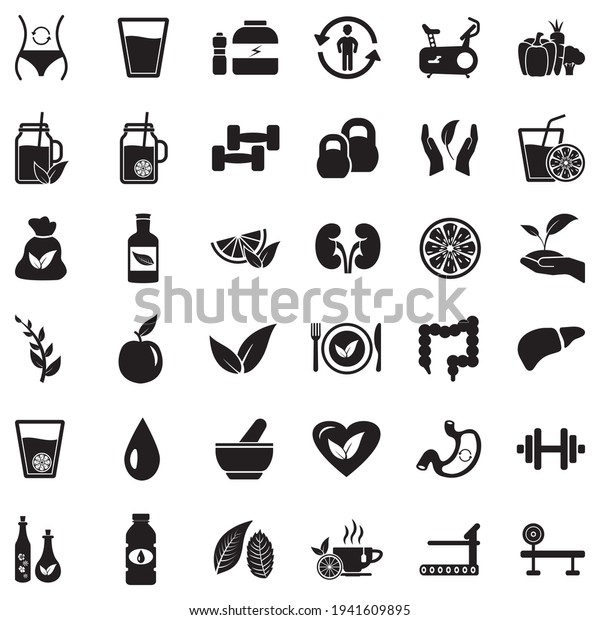 Detox Icons Black Flat Design Vector Stock Vector (Royalty Free ...