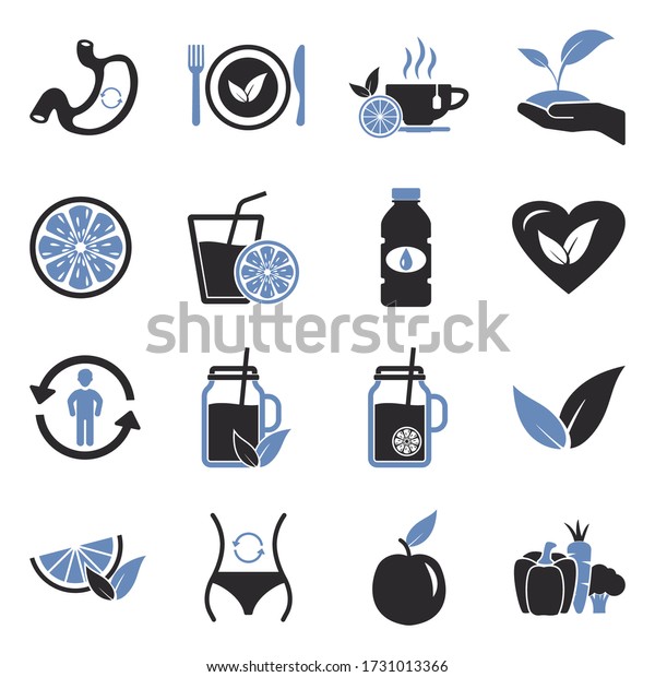 Detox Icons Two Tone Flat Design Stock Vector (Royalty Free) 1731013366 ...