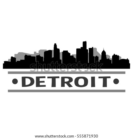 Detroit Skyline Silhouette Stock Vector (Royalty Free) 555871930 ...
