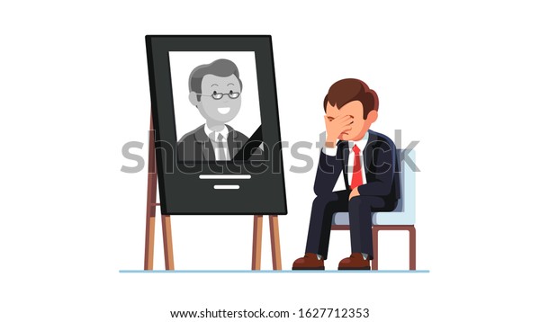 Devastated Business Man Mourning Over Death: vector de stock (libre de ...