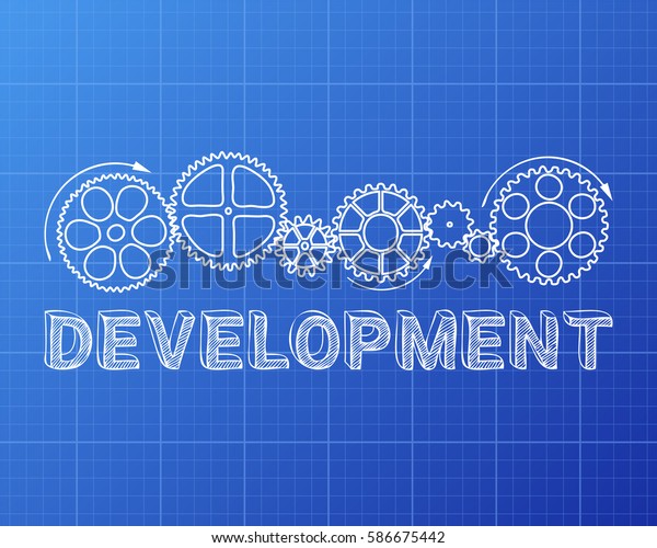 Development Text Gear Wheels Hand Drawn Stock Vector (Royalty Free ...