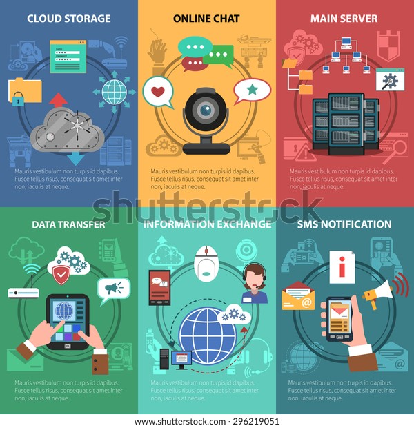 Device Cloud Storage Mini Poster Set Stock Vector (Royalty Free) 296219051