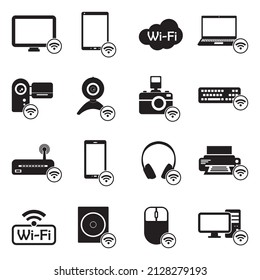 Device Connection Icons Black Flat Design Stock Vector (Royalty Free ...