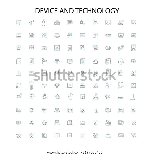 Device Technology Icons Signs Outline Symbols Stock Vector (Royalty ...