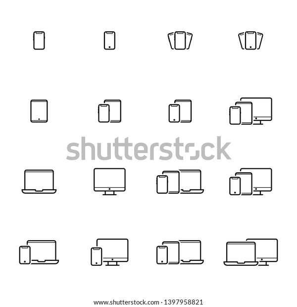 Devices Mobile Tablet Computer Laptop Icons Stock Vector (Royalty Free ...