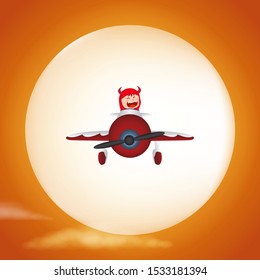 Devil Airplane Flying On Full Moon Stock Vector (Royalty Free ...
