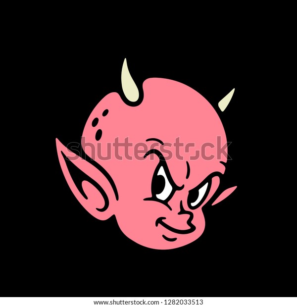 Devil Baby Head Color Black Background Stock Vector (Royalty Free ...