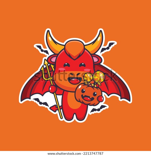 Devil Bull Halloween Day Cute Halloween Stock Vector (Royalty Free ...