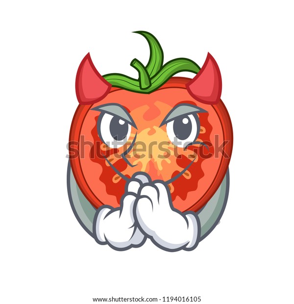 Devil Cartoon Fresh Tomato Slices Cooking Stock Vector (Royalty Free ...