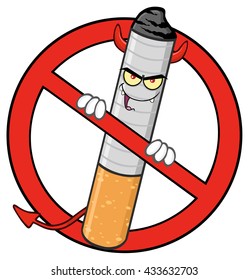Devil Cigarette Cartoon Mascot Character Prohibited Stock Illustration ...
