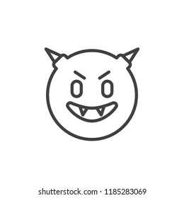 Devil Face Emoticon Outline Icon Linear: เวกเตอร์สต็อก (ปลอดค่า ...