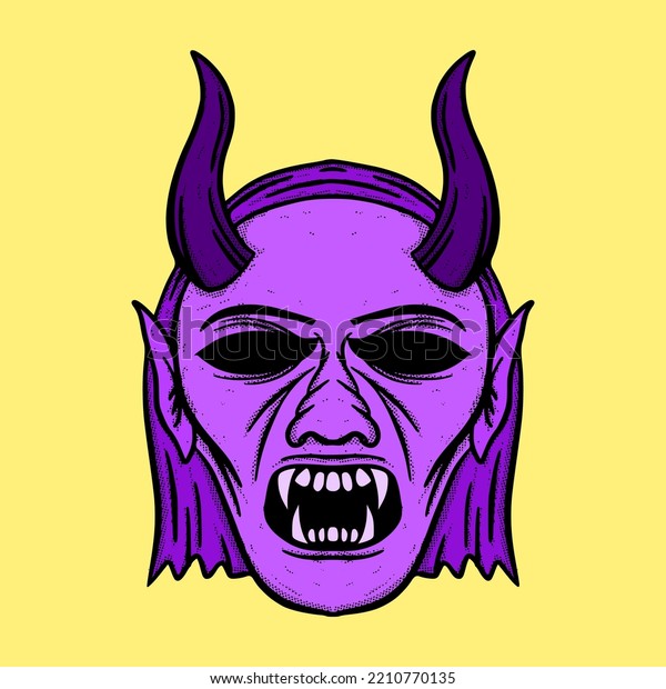 Devil Face Purple Illustration Hand Drawn Stock Vector (Royalty Free ...
