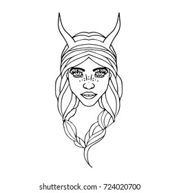 Devil Girl Vector Illustration Doodle Style Stock Vector (Royalty Free ...