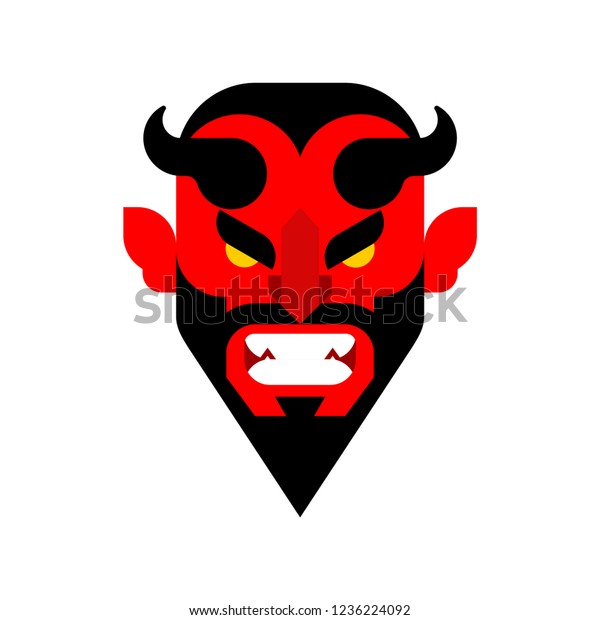 Devil Head Red Demon Face Horned Stock Vector (Royalty Free) 1236224092 ...