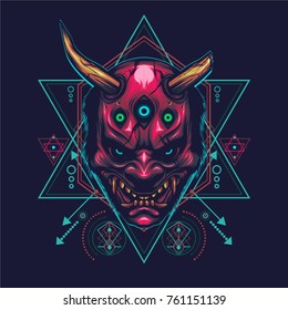 Devil Mask Sacred Geometric Stock Vector (Royalty Free) 761151139 ...
