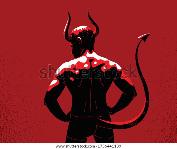 Devil Muscular Strong Man Horns Tail Stock Vector (Royalty Free ...