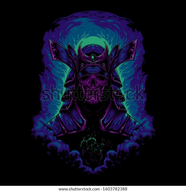 Devil Samurai Japan Skeleton Illustration Stock Vector (Royalty Free ...