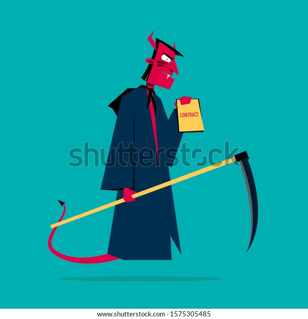 Devil Scythe His Hands Showing Contract Stock Vector (Royalty Free ...