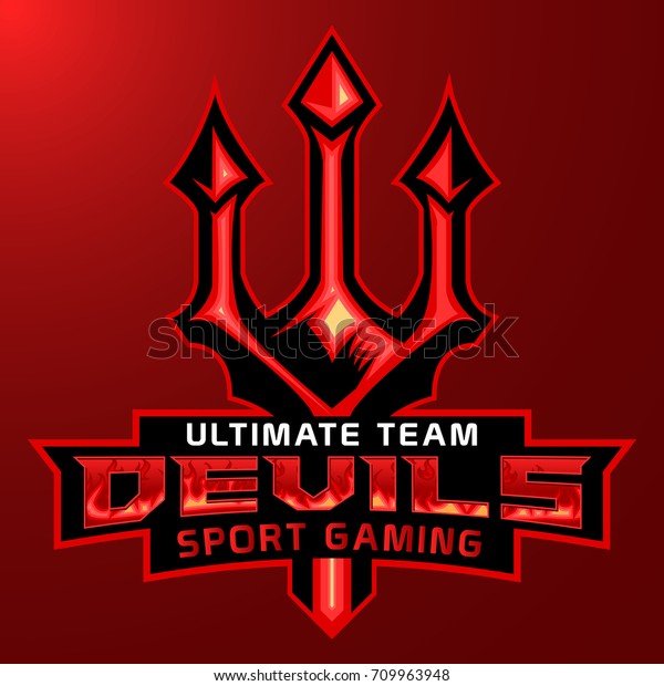 Devil Sport Game Mascot Logo Trident: vetor stock (livre de direitos ...