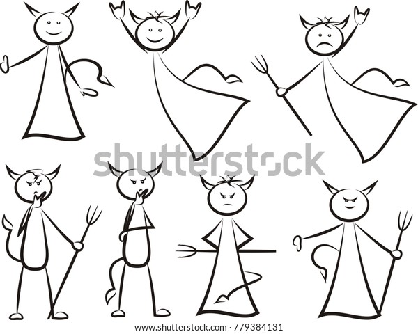 Devil Stick Man Silhouettes Icon Stock Vector (Royalty Free) 779384131 ...