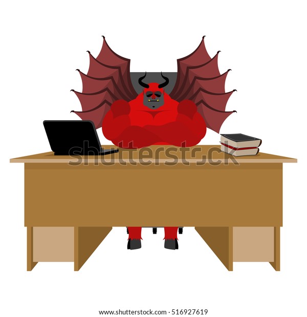 Devil Workplace Satan Boss Sitting Office: เวกเตอร์สต็อก (ปลอดค่า ...