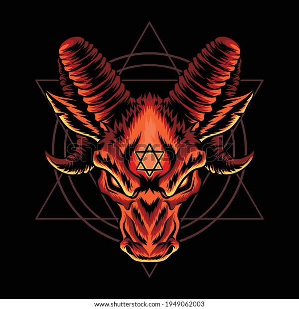 Devils Goat Head Metal Rock Band Stock Vector (Royalty Free) 1949062003