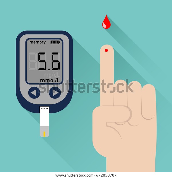 Diabetes Blood Glucometer Finger Prick Blood Stock Vector (Royalty Free ...