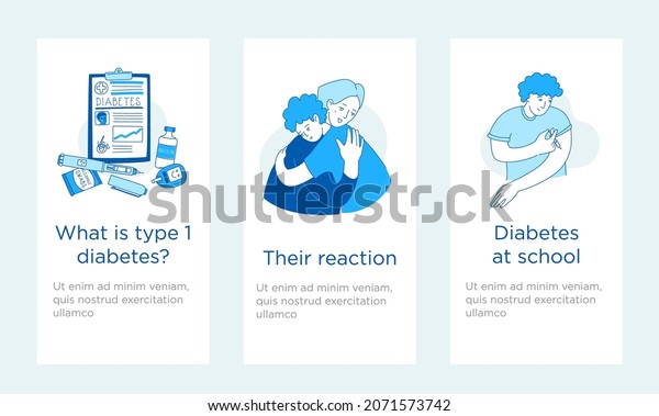 Diabetes Children Line Vector Illustration Parents Stock Vector ...